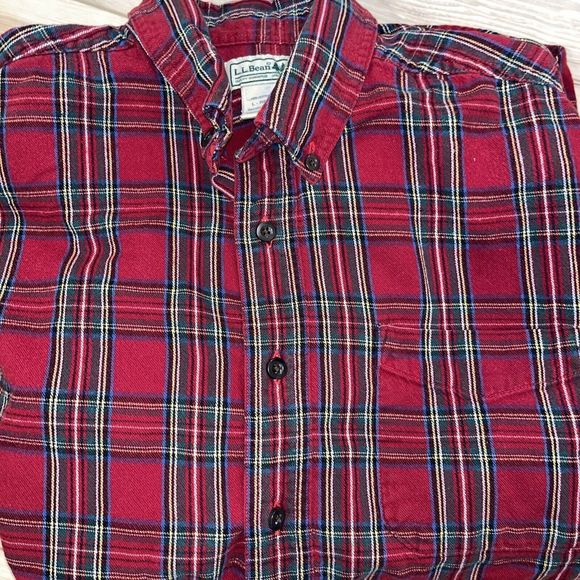 L.L. Bean | Shirts | Vintage Ll Bean Red Stewart Plaid Flannel Shirtmens L Great Condition ...